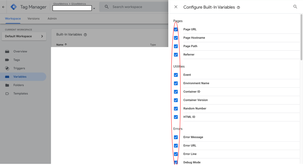 Configuring Built-In Variables in Google Tag Manager - GlowMetrics